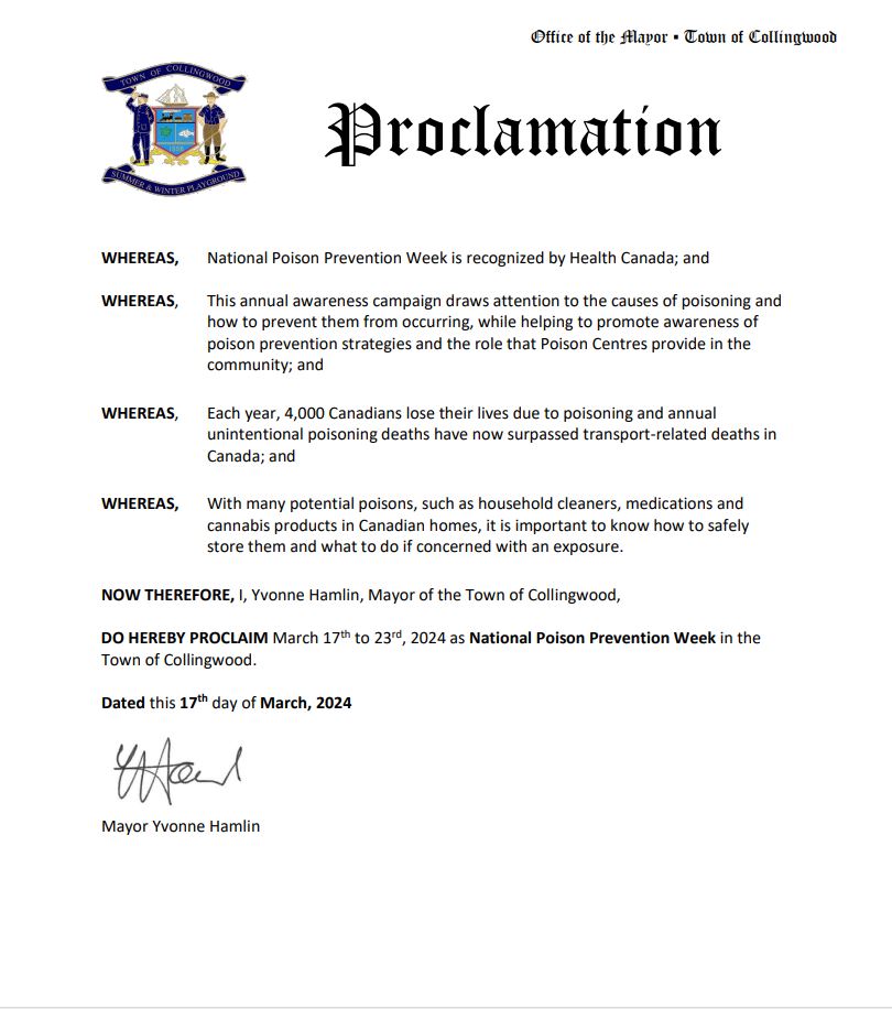Proclamation Endorsement of Poison Prevention Week